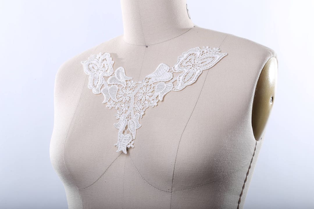Ivory Collar Applique Abstract Ivory Lace Applique/ Ivory Neckline ...