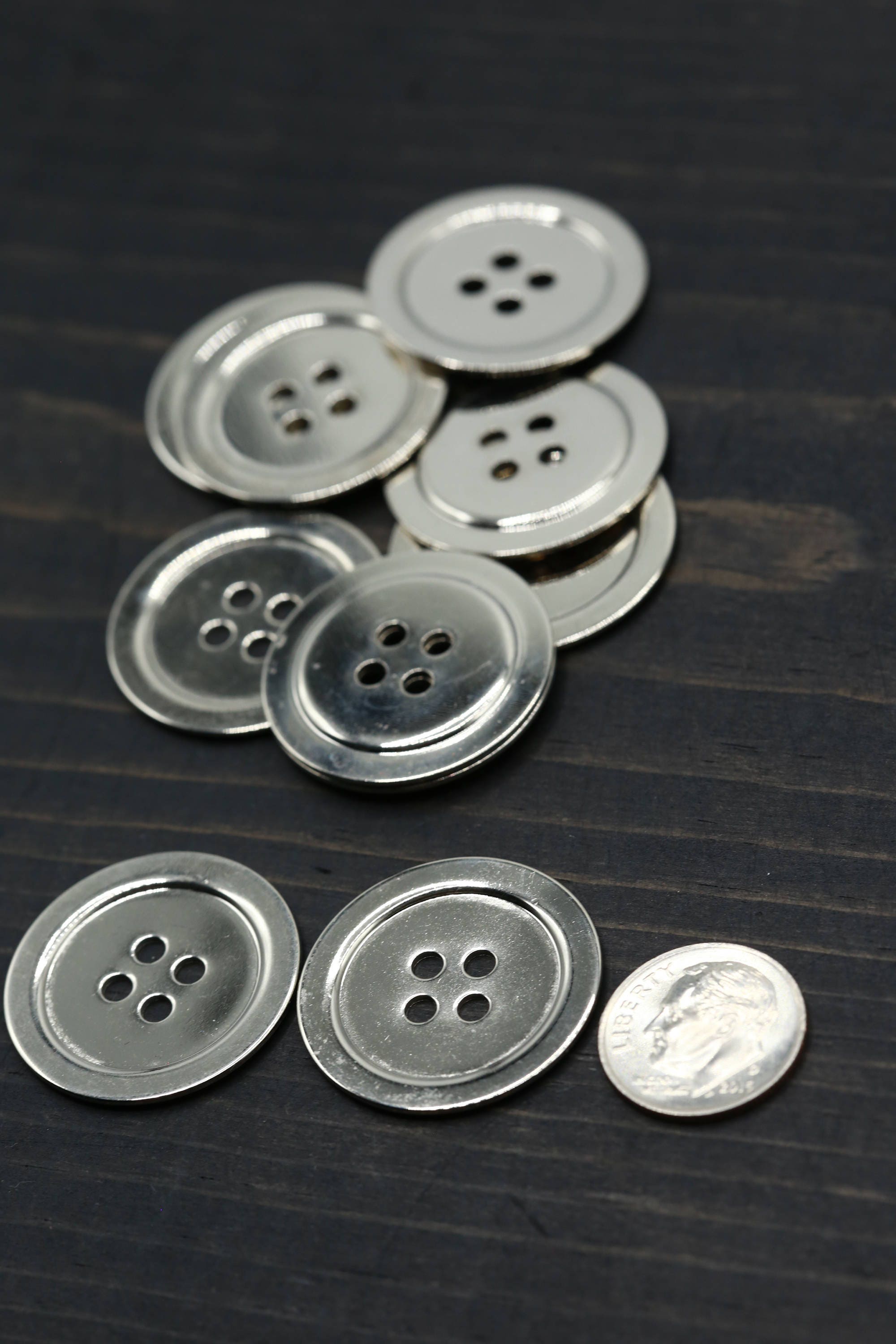 Silver Coat Buttons 4pcs Mirror Mirror Oversized Silver Flat | Etsy