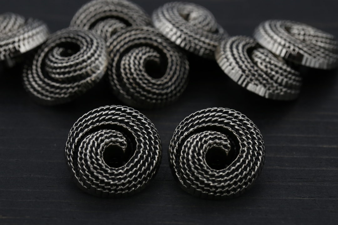 Gunmetal Swirl Rope Plastic Buttons: Dark Shank Backing (4 Pieces) - Etsy