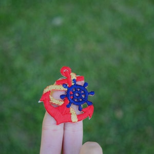 Red Anchor Patches 2 Small Size Red Anchor Patches Gold Rope | Etsy