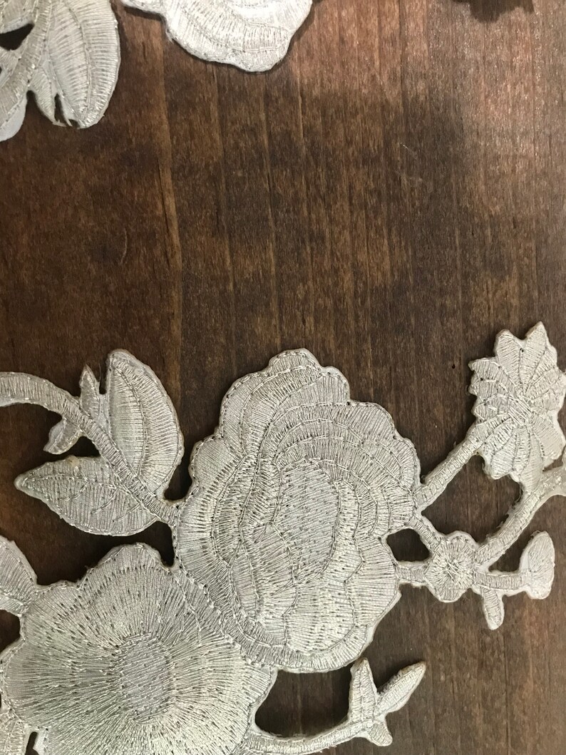 Silver Flower Patch Set Iron on Flower Patch Silver Embroidery - Etsy