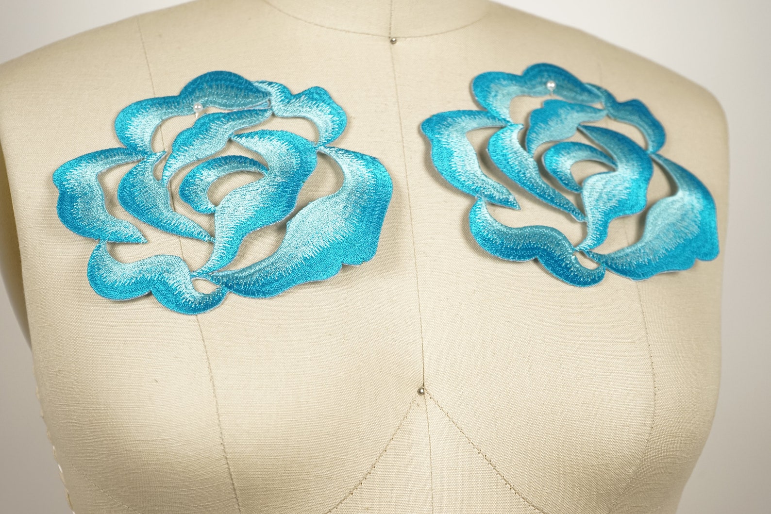 Blue Flower Patches 2 Pieces / Blue Embroidery Flower | Etsy