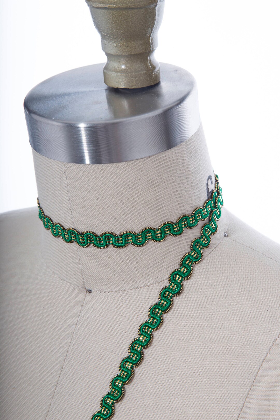 2 Green and Gold Gimp Trim/ Scroll Design/ Green and Gold Upholstery ...