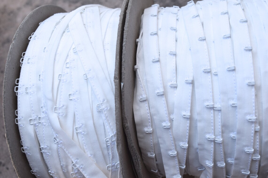 White on White Hook and Eye Tape Set on Cotton Trim With - Etsy