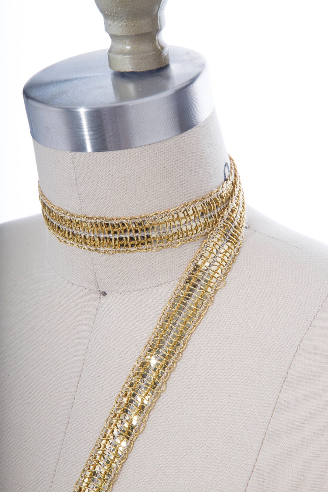 Gold Sequin Ribbon Trim/ Two Line Gold Sequin Trim/ Slight Spacing ...