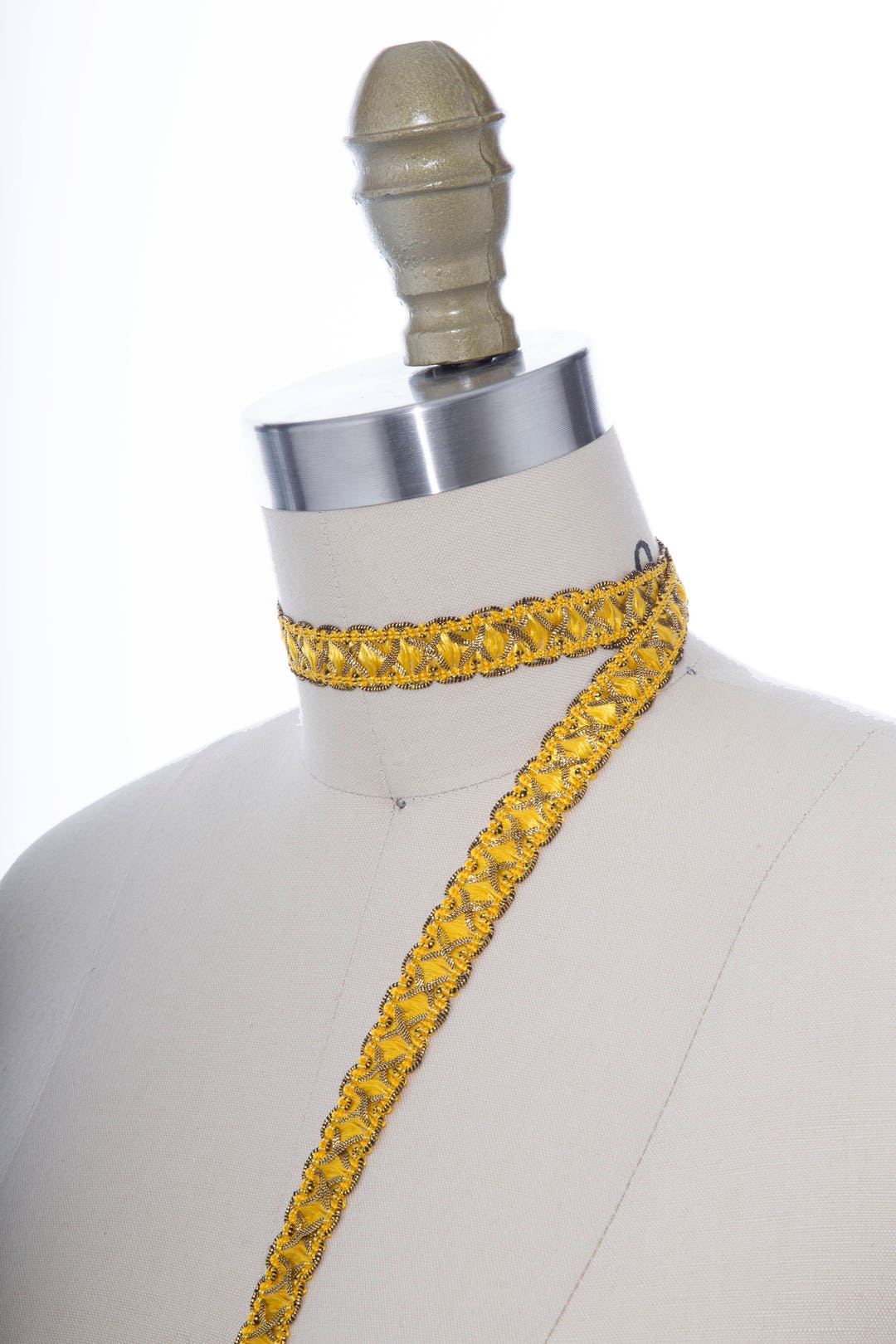 2 Yards Big Bird Yellow and Gold Gimp Threaded Patterns Trim on ...