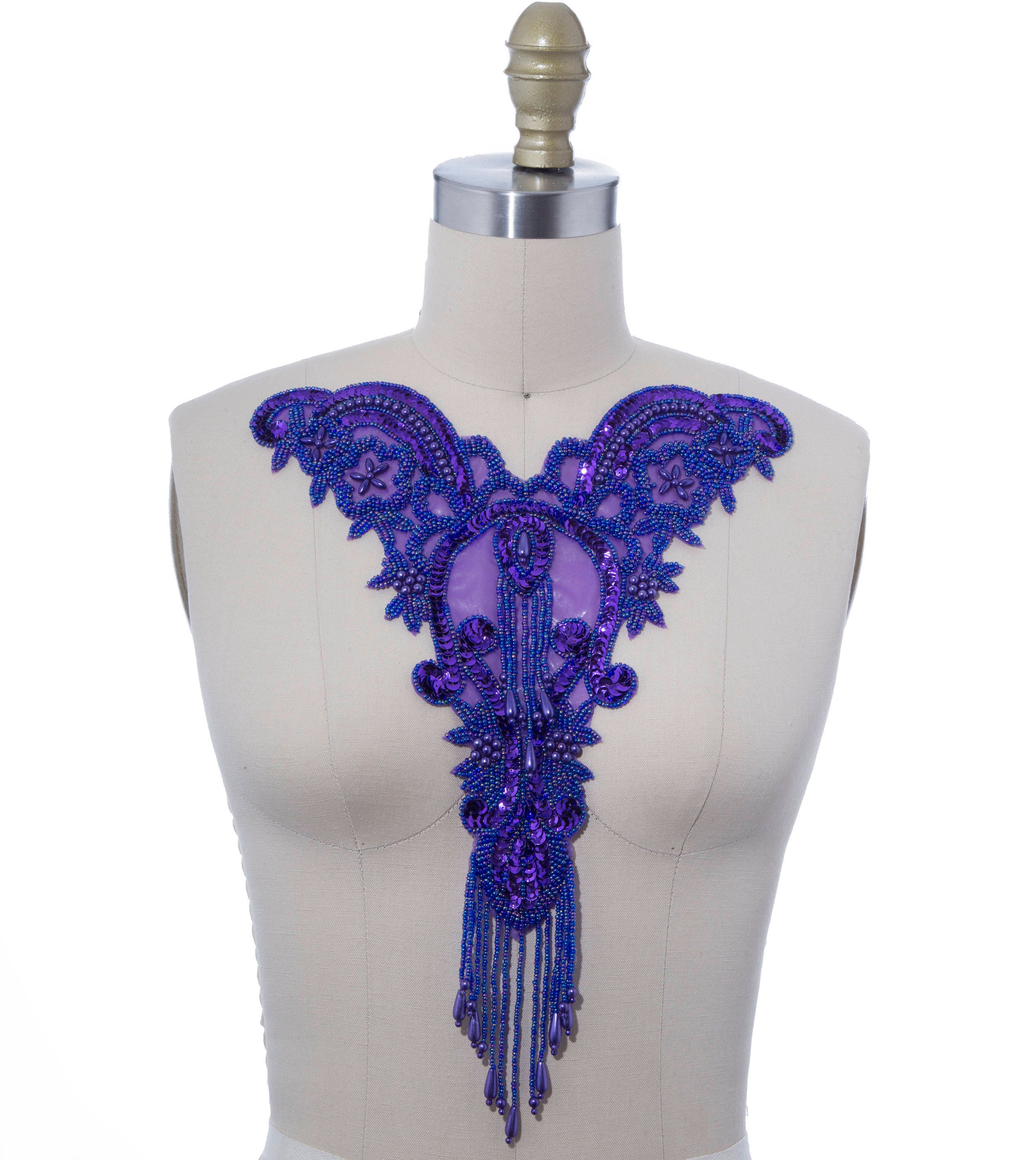 Purple Applique Purple Neck Line Applique. Purple Beaded | Etsy