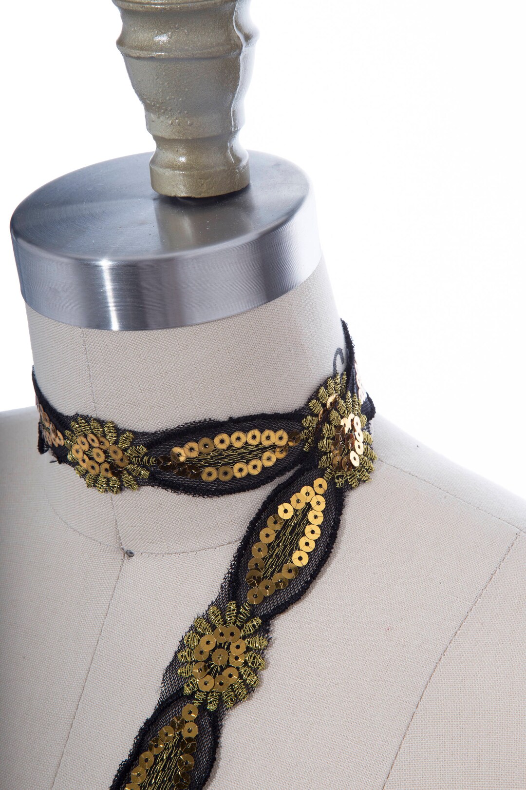 Gold Sequin Trim: Spanish Bronze Flowers on Netting - Etsy