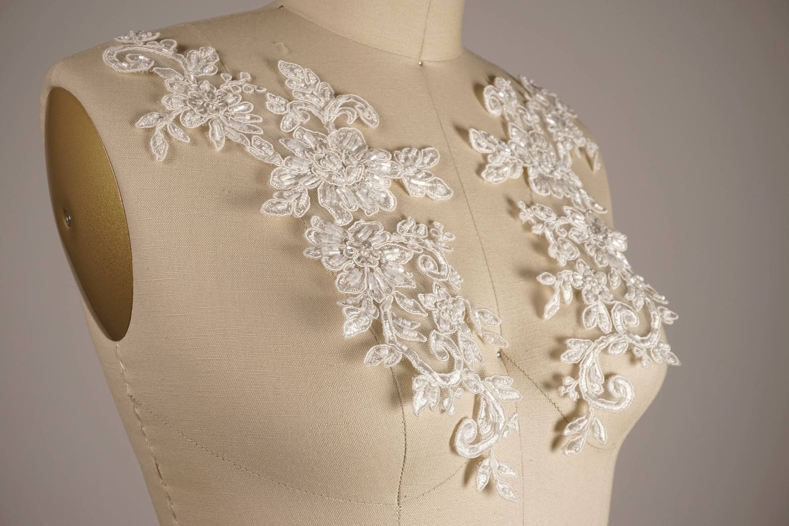 Ivory Applique White Applique/ White Beaded Applique Profoundly Beaded ...