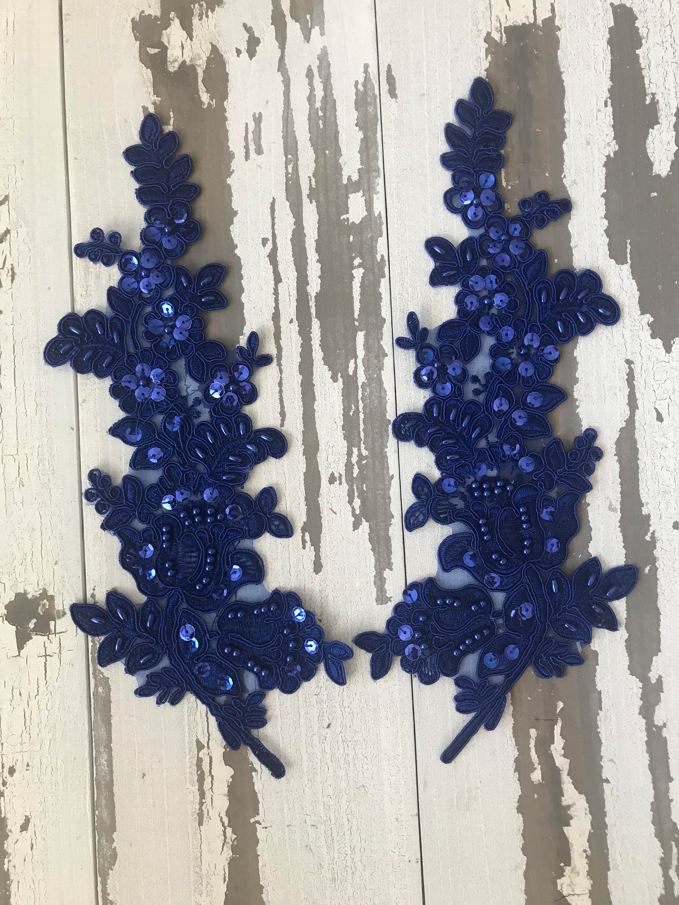 Large Royal Blue Applique/ Beaded Applique in Remarkable | Etsy