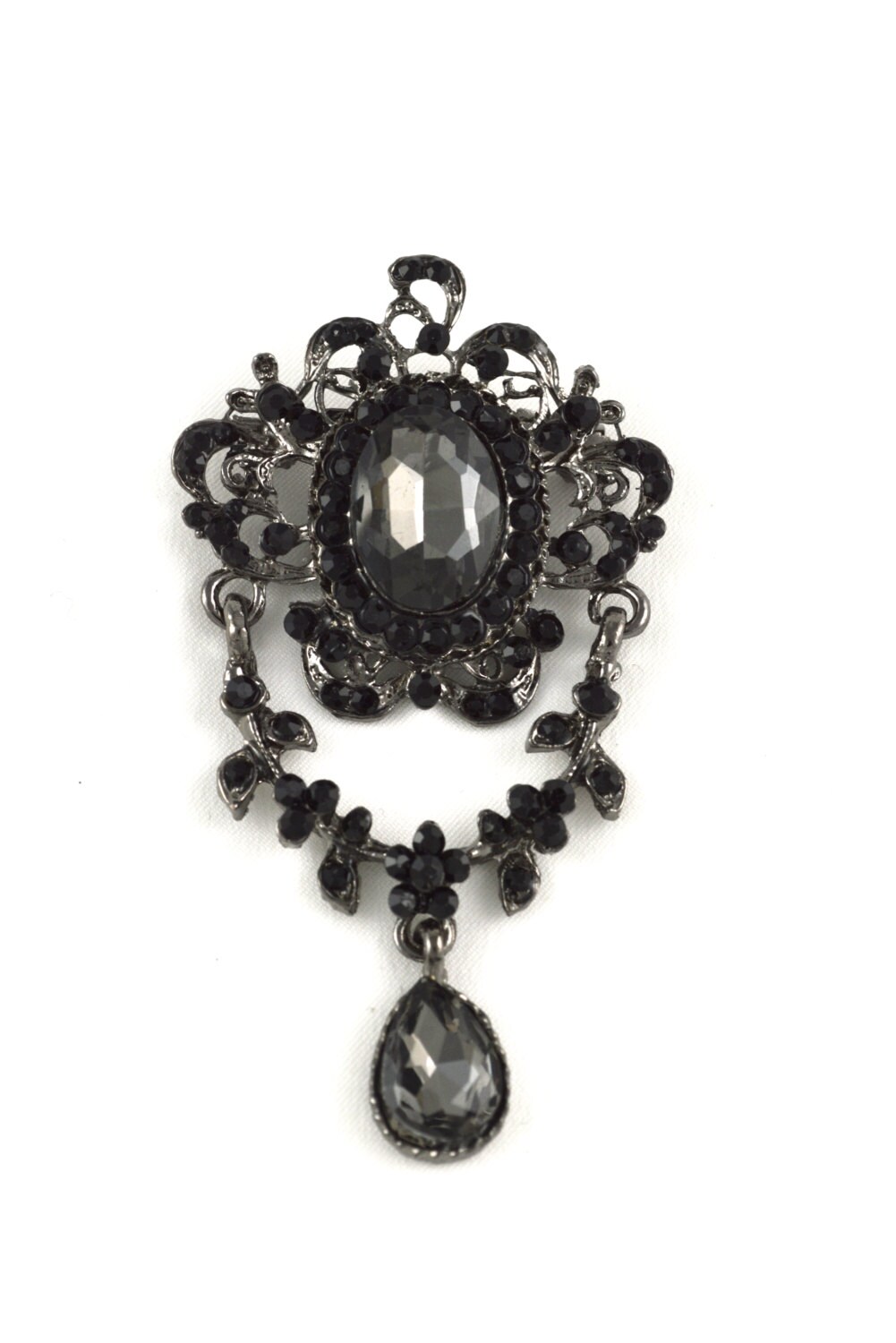 Camile's Gothic Brooch With Dark Rhinestones. Dangeling - Etsy