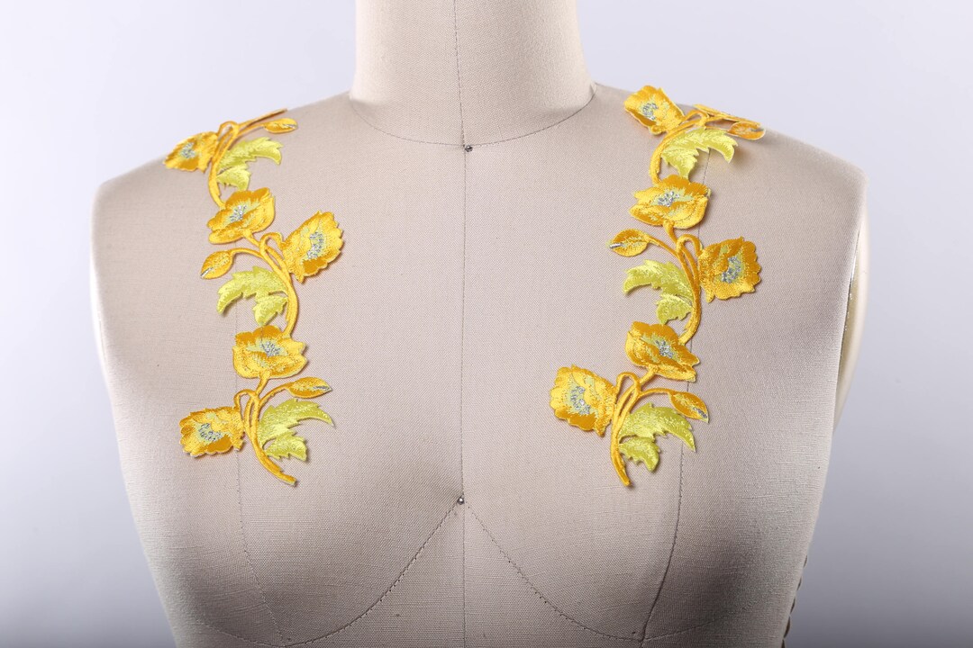 Yellow Embroidery Flower Patch 2 Yellow Flower Patch Butter Canary ...