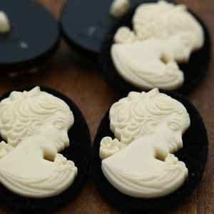 Cameo Button Plastic Gold Background and Ivory Female Face Ivory Button ...