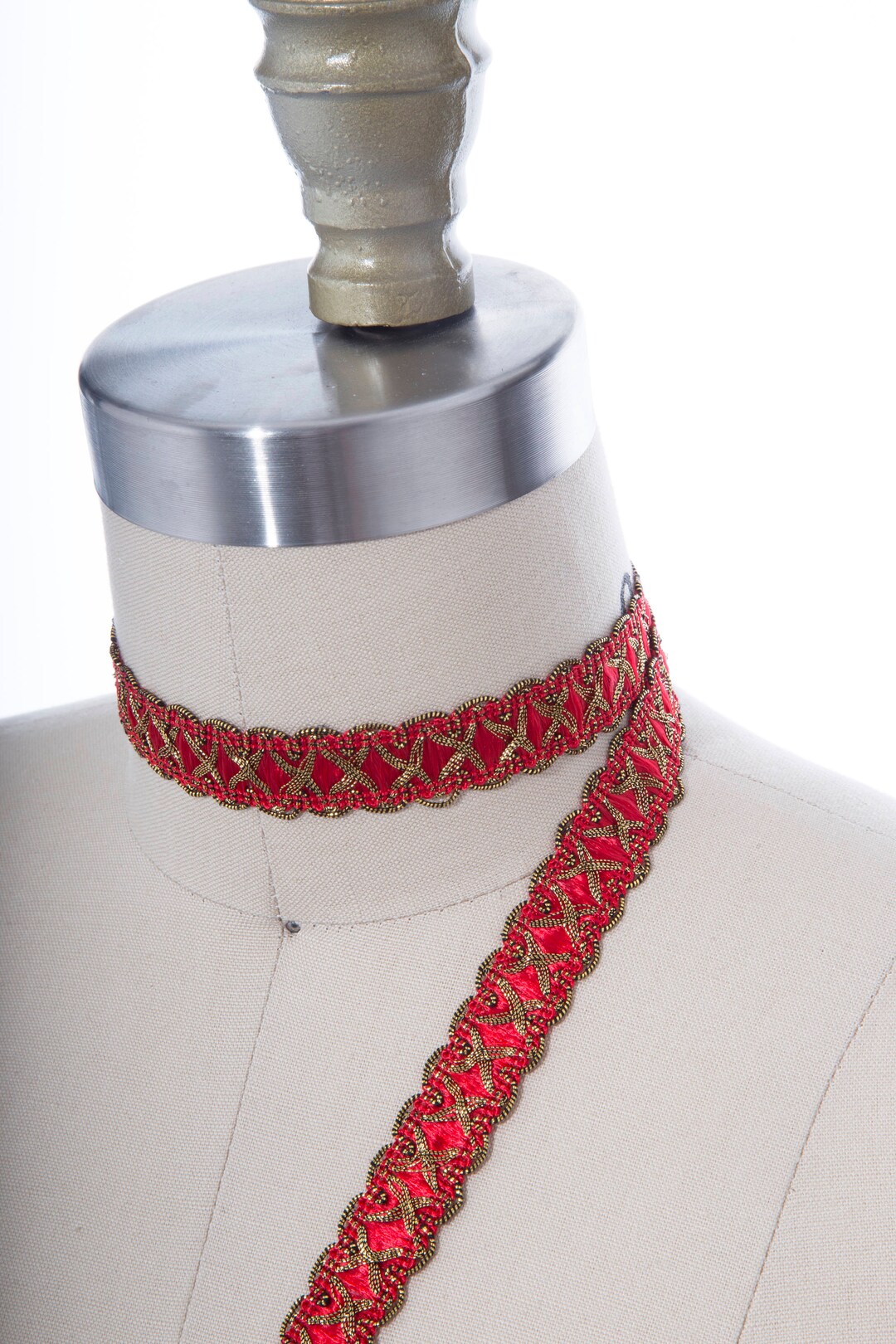 2 Yards Scarlet Red and Antique Gold Gimp. 16mm 5/8" Upholstery Gimp ...