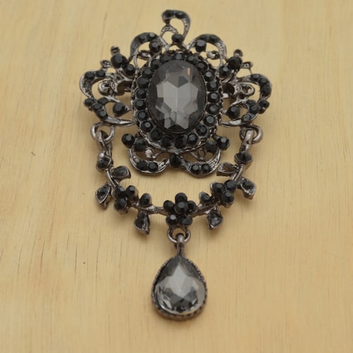 Camile's Gothic Brooch With Dark Rhinestones. Dangeling | Etsy