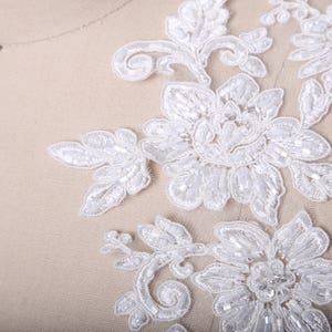 Ivory Applique White Applique/ White Beaded Applique Profoundly Beaded ...