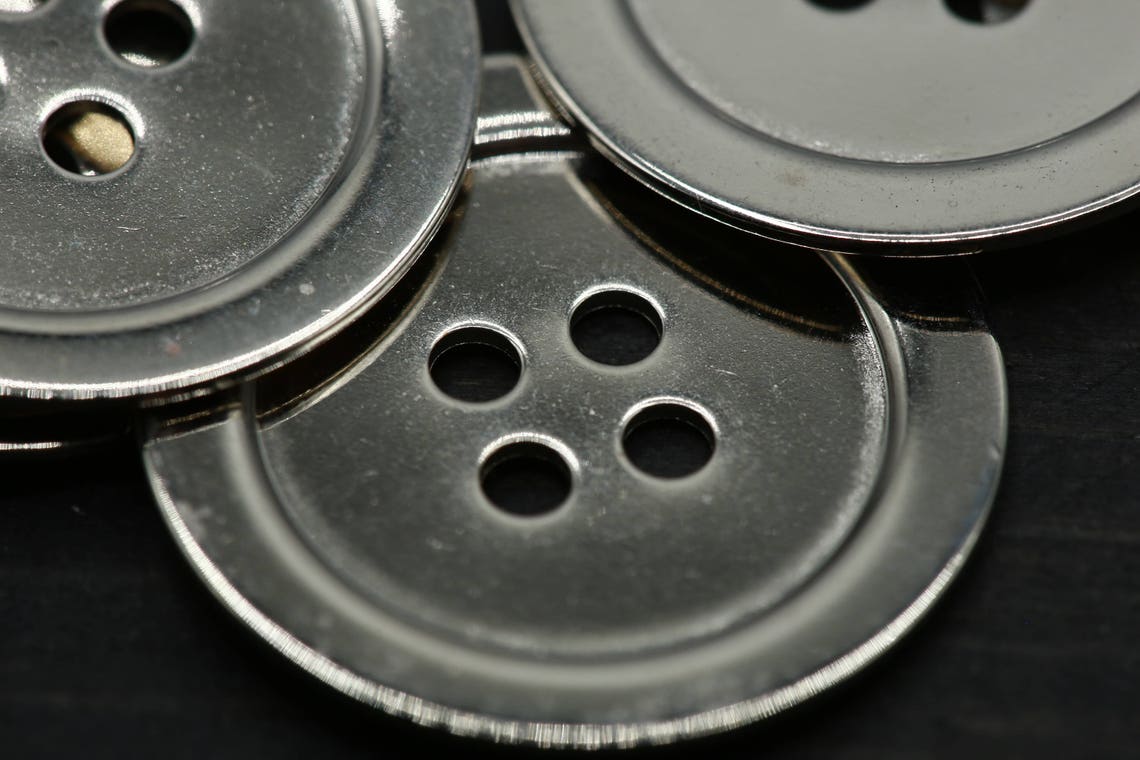 Silver Coat Buttons 4pcs Mirror Mirror Oversized Silver Flat - Etsy