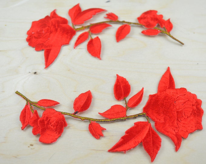 Red Rose Patches 2 PIECES Embroidery Patches Classically - Etsy