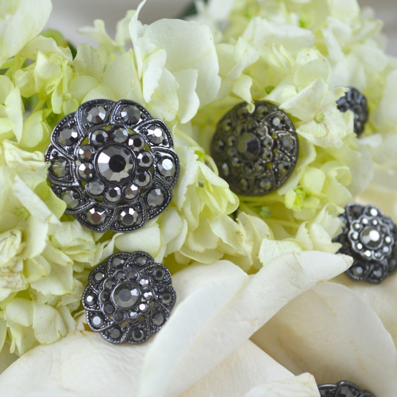 Black Rhinestone Buttons - Etsy