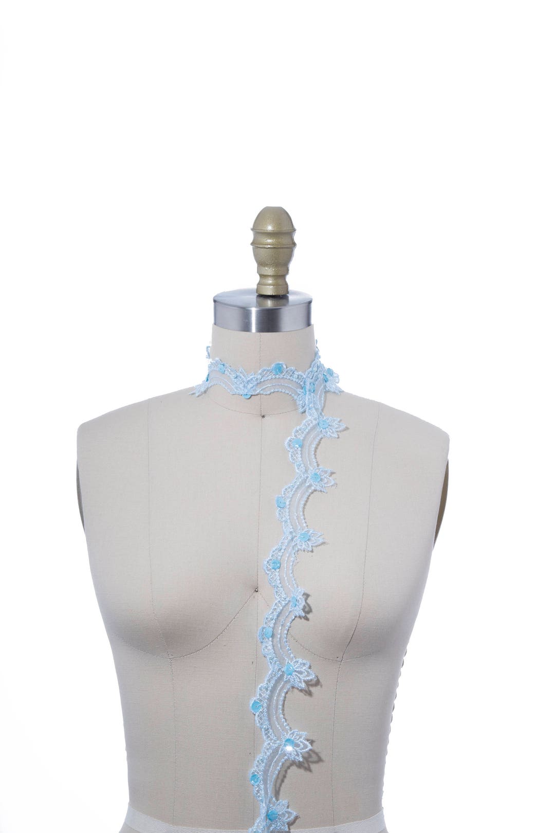 Baby Blue Beaded Lace Trim: Scalloped Bridal Costume Edging - Etsy