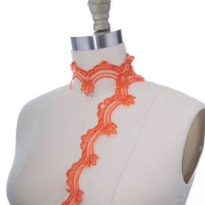 Orange Lace Trim Tangerine Orange Beaded Lace Trim/ Polyester Orange ...