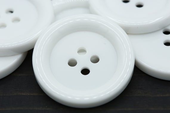 Oversized White Plastic Button 2 PIECES Four Holes 60L White - Etsy