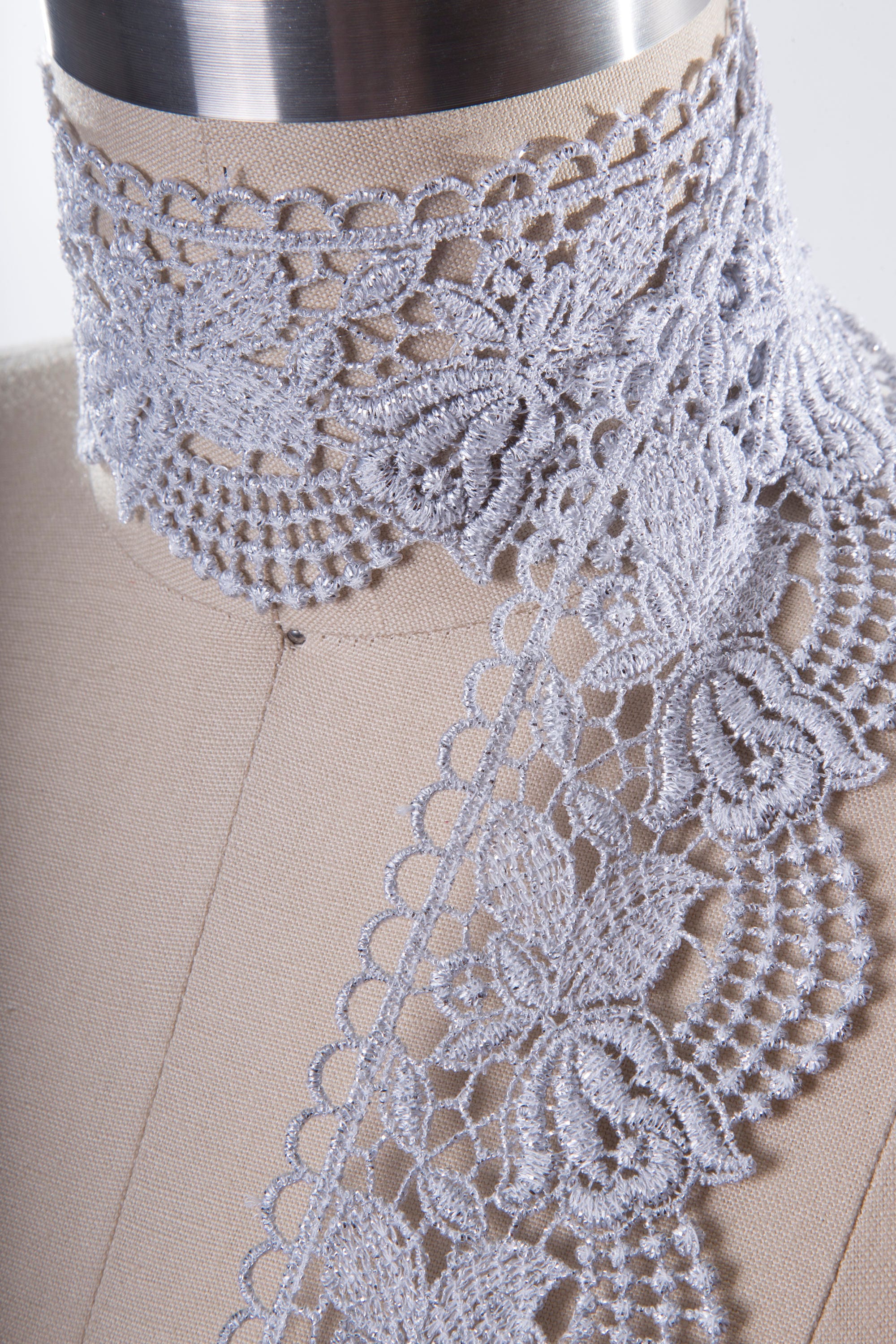 Silver Lace Trim Metallic Silver Venice Lace Glam With Rose - Etsy