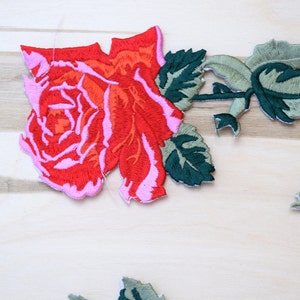 Red Rose Patches 2 PIECES Embroidery Patches Classically Timeless ...
