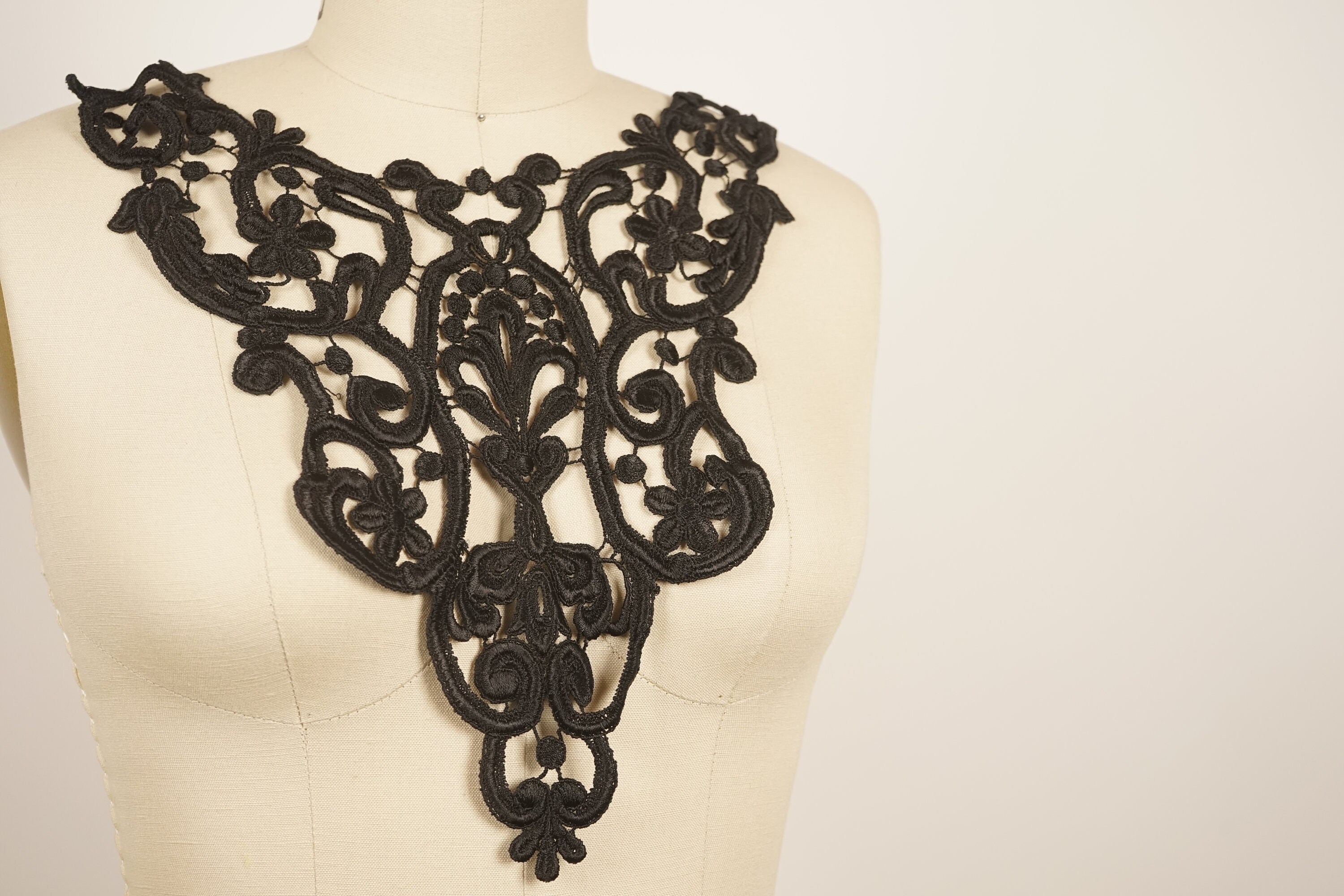 Black Venice Lace Applique: Victorian Style V-shape (13.5" Long) - Etsy