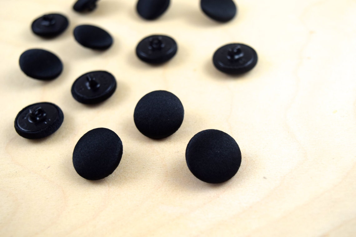 1 Dozen Black Satin Covered Tuxedo Buttons Vest Button - Etsy