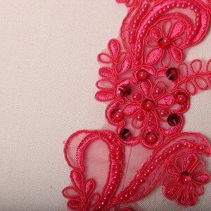 Coral Pink Lace Applique. Coral Applique/ Coral Lace Applique/ Two Part ...