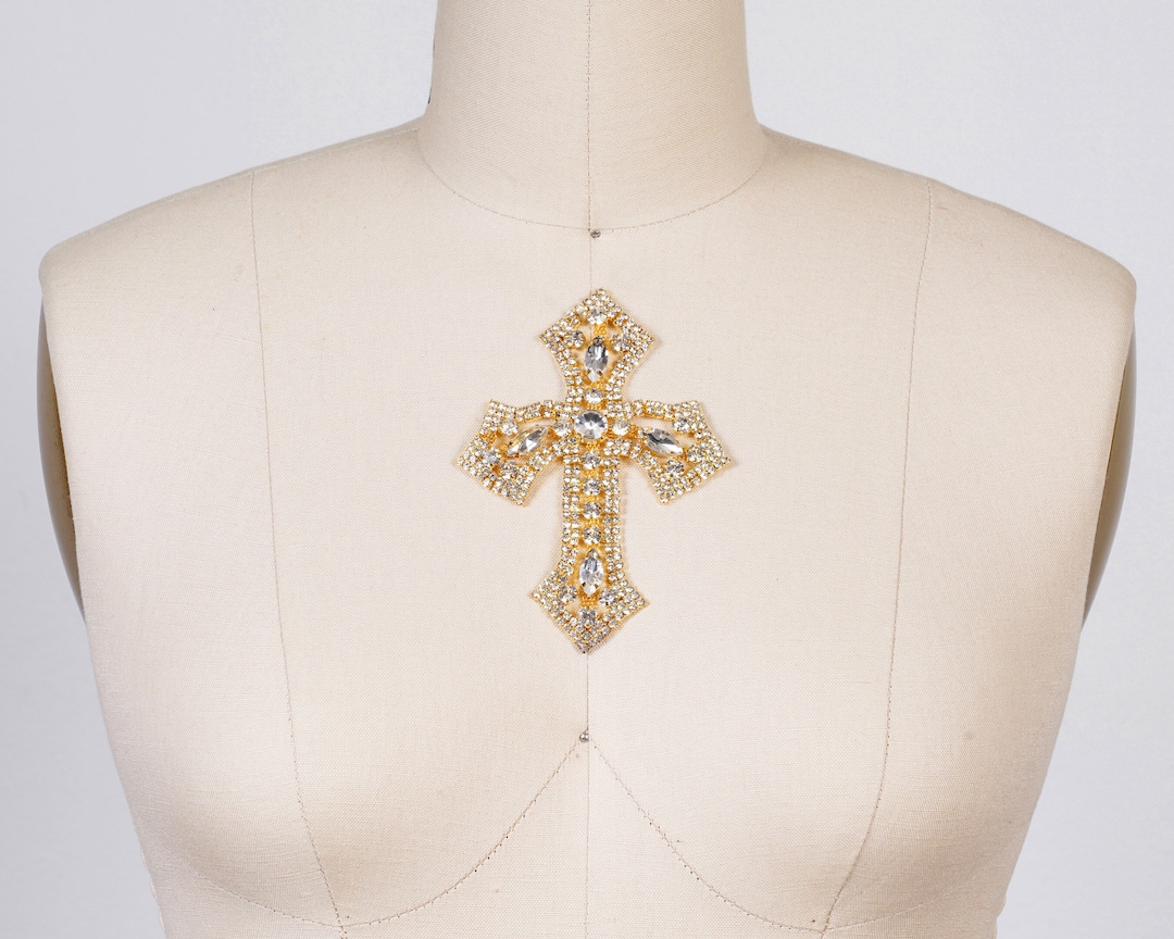 Rhinestone Cross: Gold or Silver Metal Backing (4.5" X 3.5") - Etsy