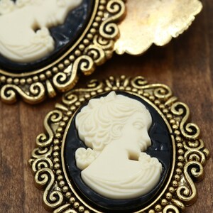 Cameo Button Ivory Face Gold Background and Silver Frame - Etsy