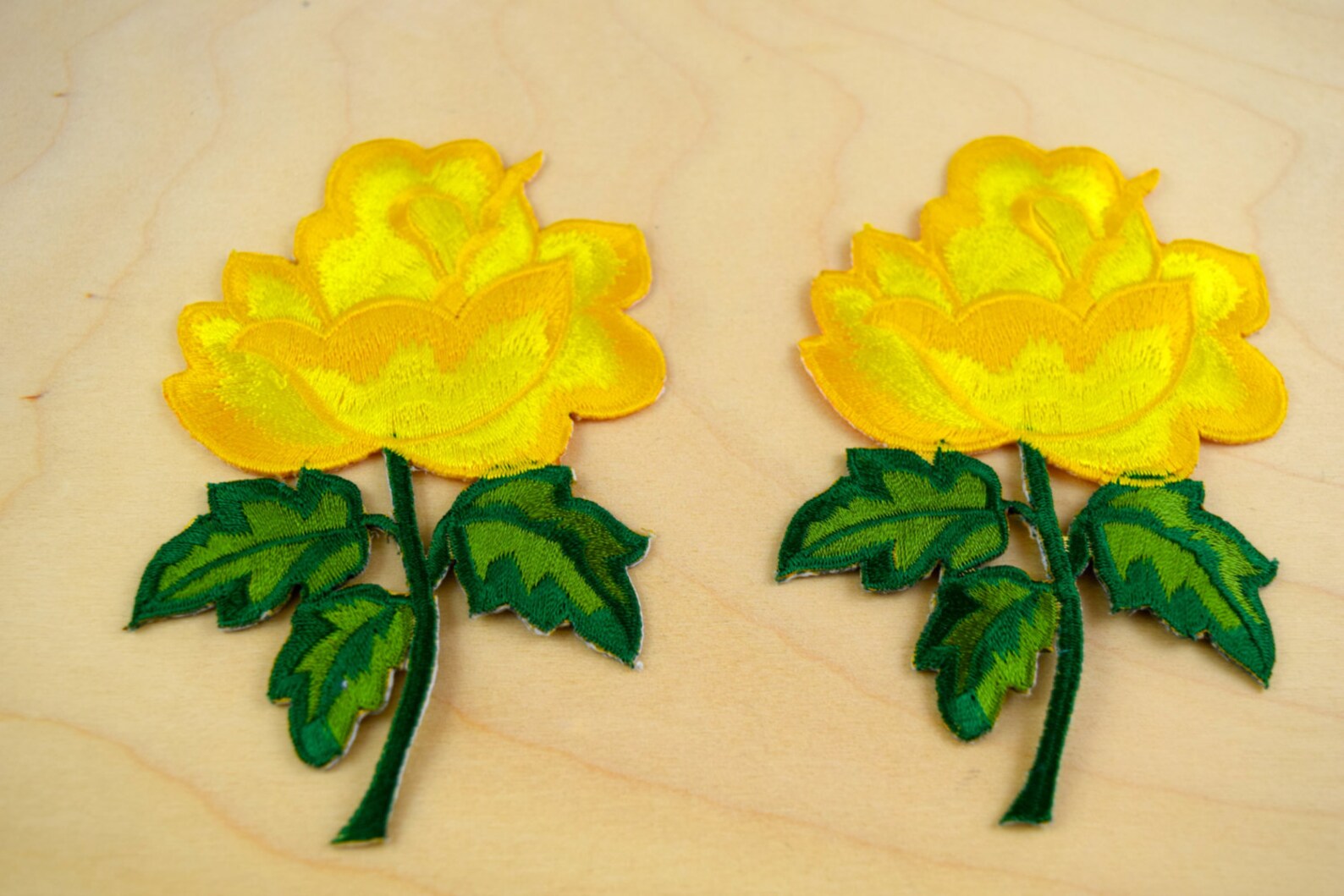 Yellow Rose Flower Applique: Iron-on Embroidery Patches (set of 2) - Etsy