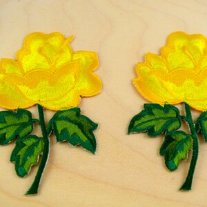 2 Yellow Rose Flower Patches Embroidery Flower Applique Enchanting ...