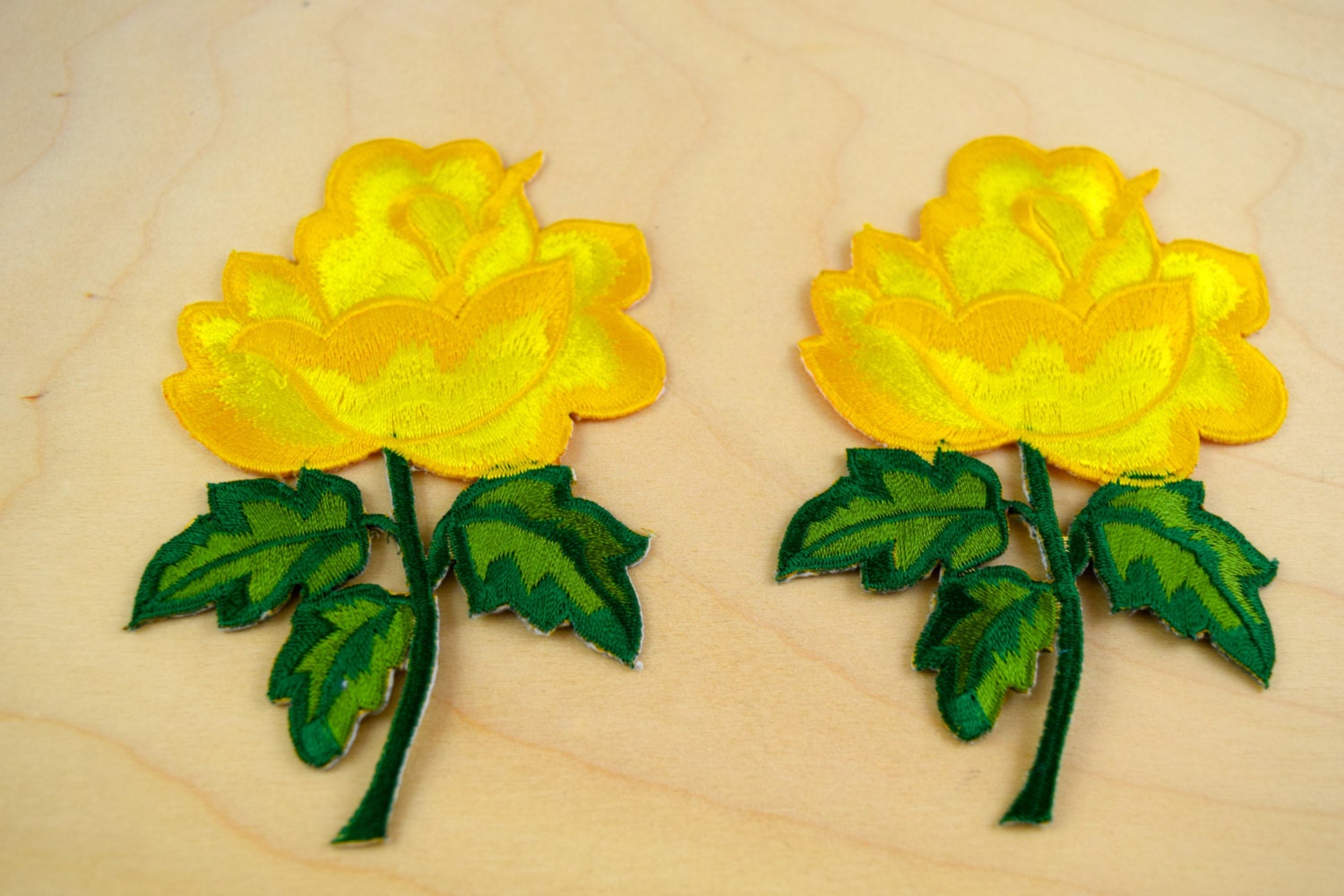 2 Yellow Rose Flower Patches Embroidery Flower Applique | Etsy
