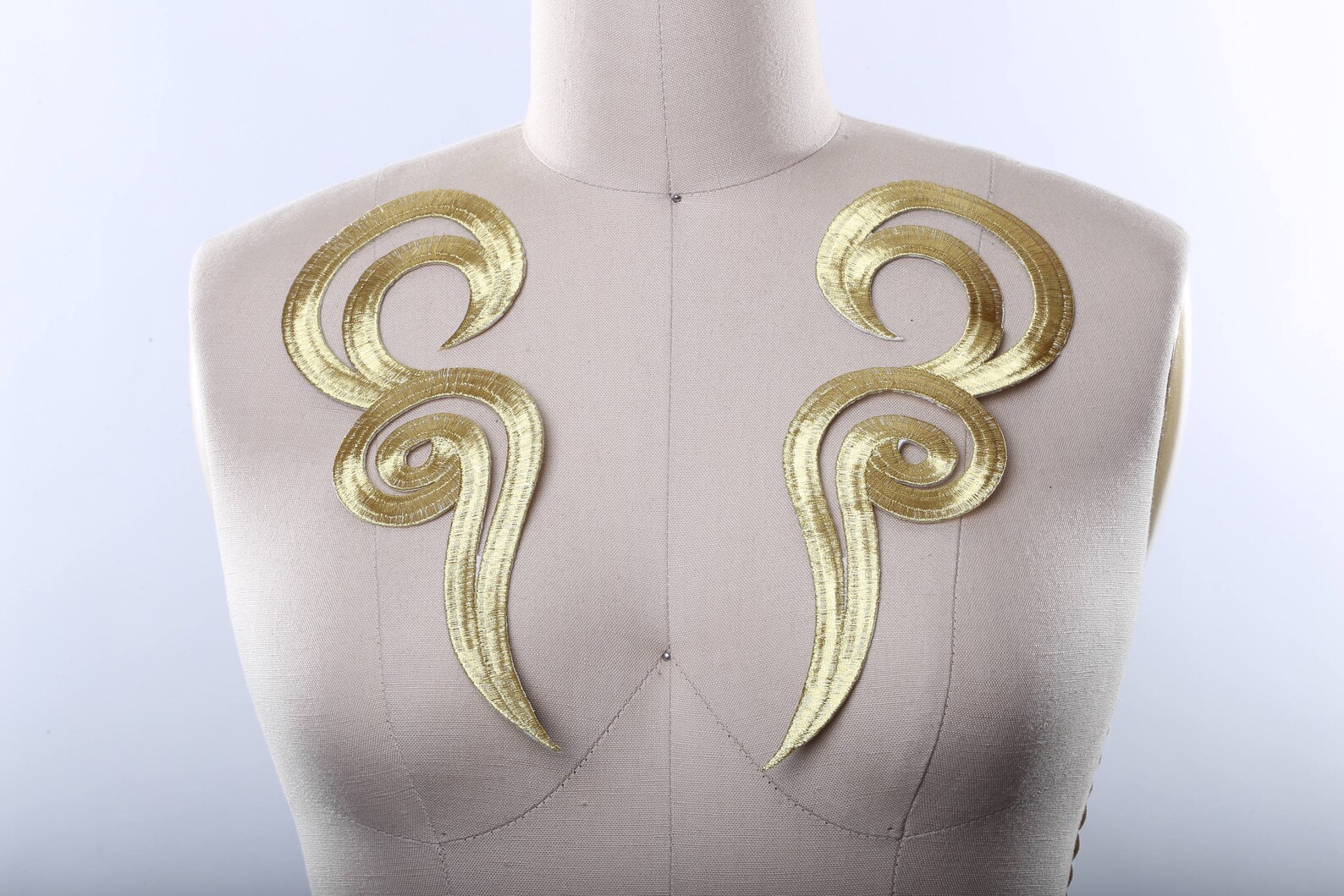 2 Antique Gold Embroidery Patch Iron on Appliques Mirrored - Etsy