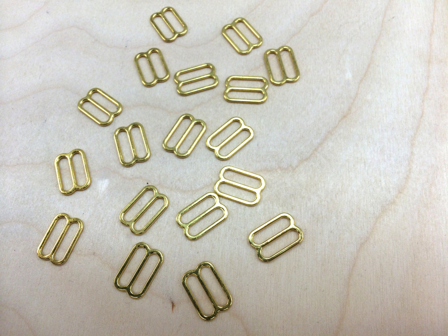 1 Dozen 1/2" Gold Strap Adjuster, Slider for Bras or Swimwear. Yellow ...