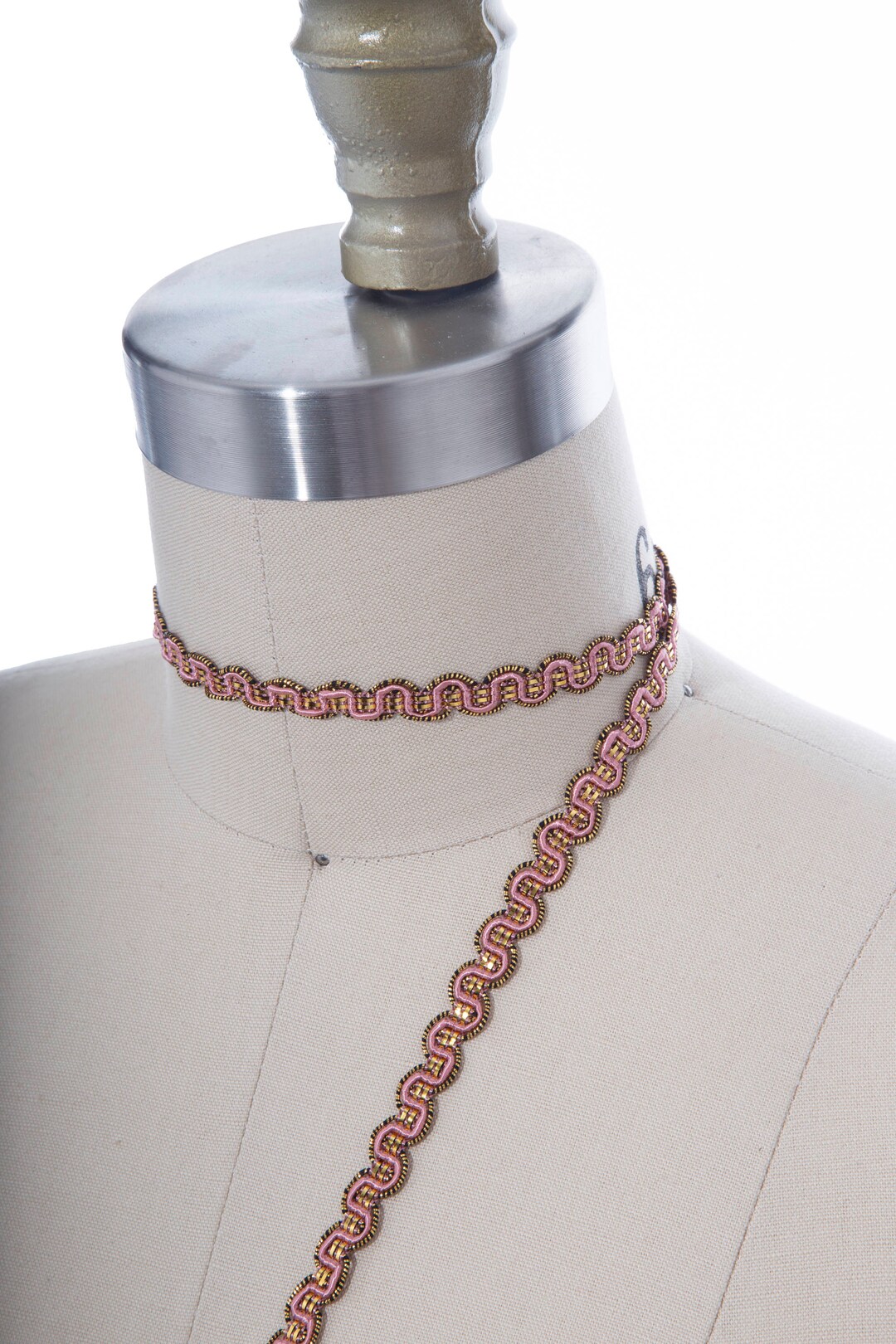 Mauve Pink Gimp Trim/ Pink and Gold Gimp Trim/ Pink Furniture Gimp ...