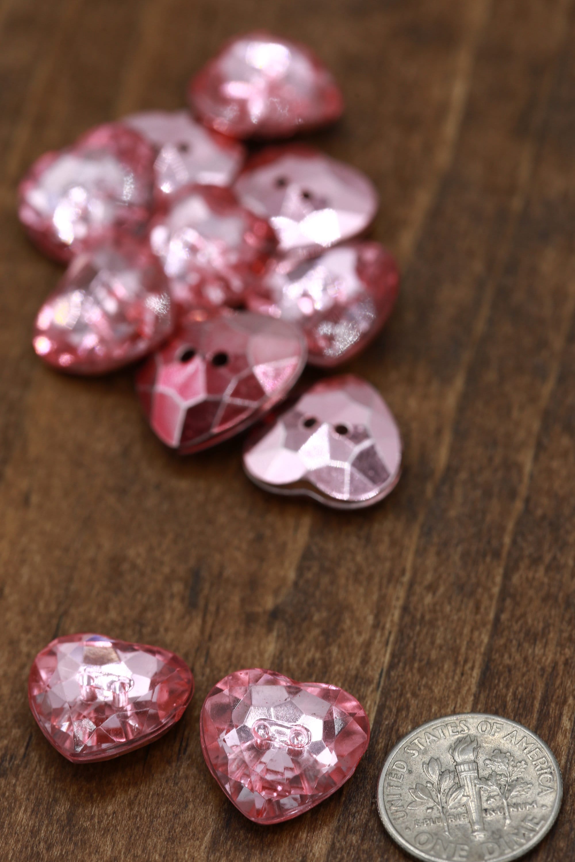 12 Pieces Pink Heart Button Acrylic Material Kids Heart Button | Etsy