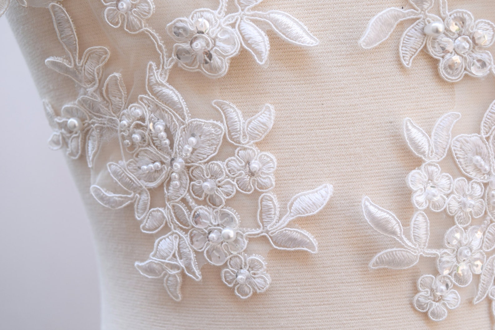 White Applique Bridal Applique White Applique/ White Beaded | Etsy