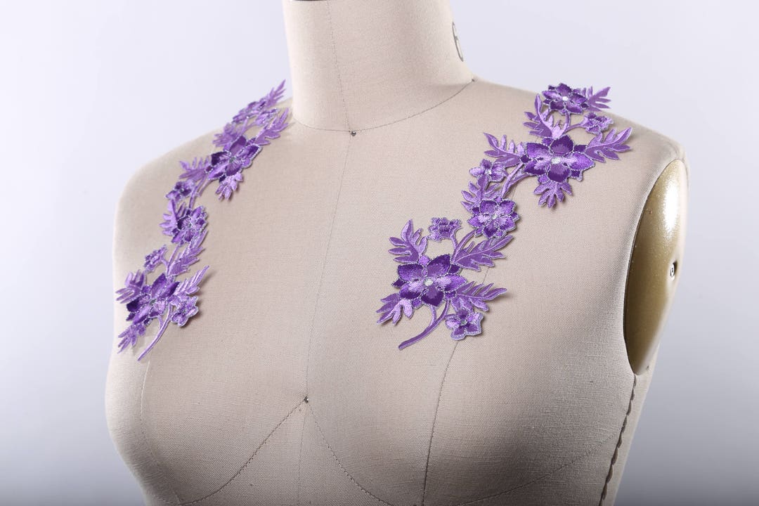 Purple Flower Embroidery Applique: Lavender Lily Iron-on Patches (set ...
