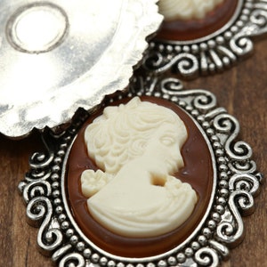 Cameo Button Ivory Face Gold Background and Silver Frame - Etsy