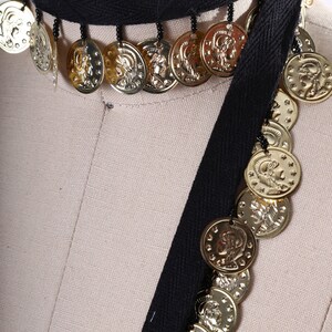 White With Silver Coin Trim/ Coin Fringe Trim/ Belly Dancer Trimming ...