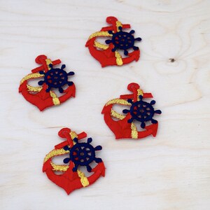 Red Anchor Patches 2 Small Size Red Anchor Patches Gold Rope Navy ...