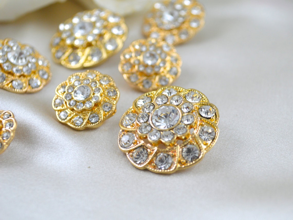 Gold Rhinestone Button Available in 4 Sizes Perfect for Suit - Etsy