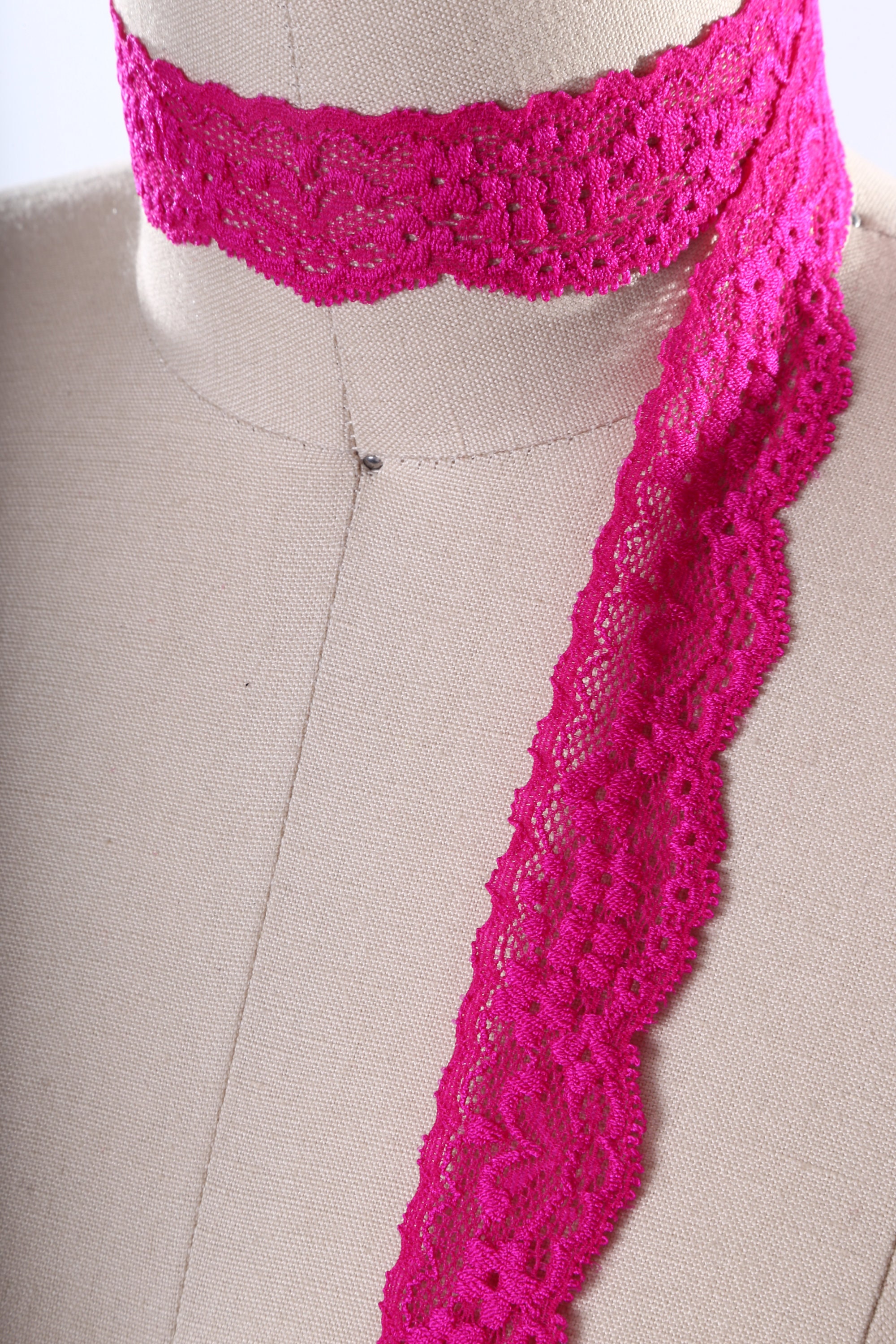 Hot Pink Stretch Lace 2 Yards Blazing Hot Pink Magenta Stretch | Etsy