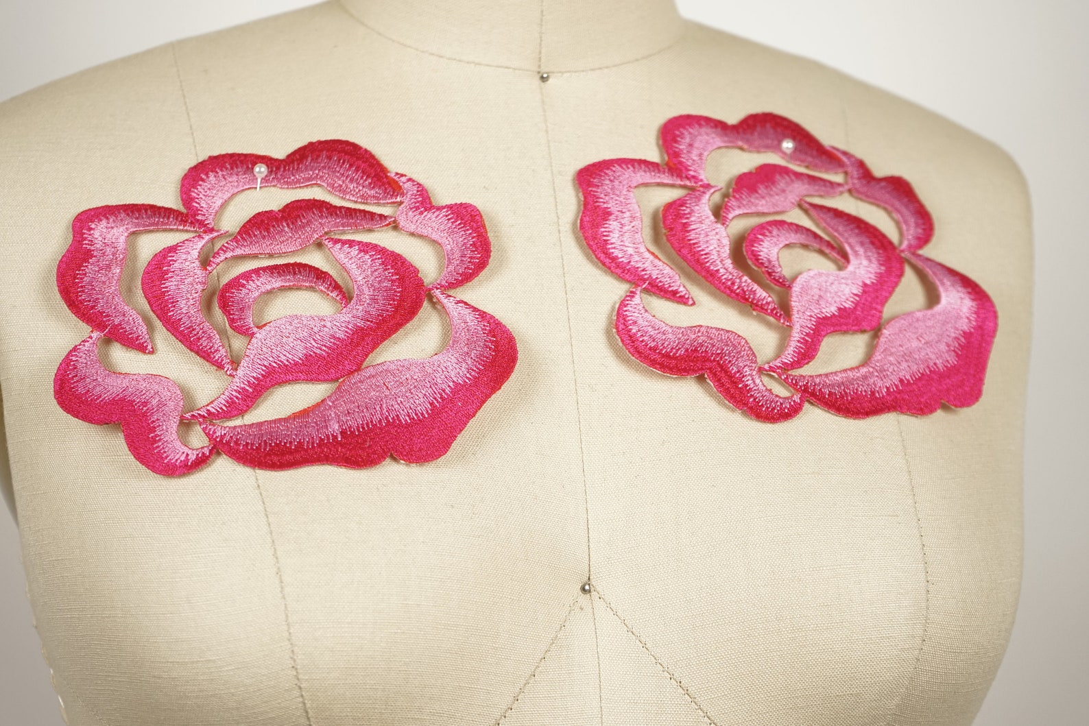 Hot Pink Flower Patches and Rosey Pink Embroidery Flower - Etsy