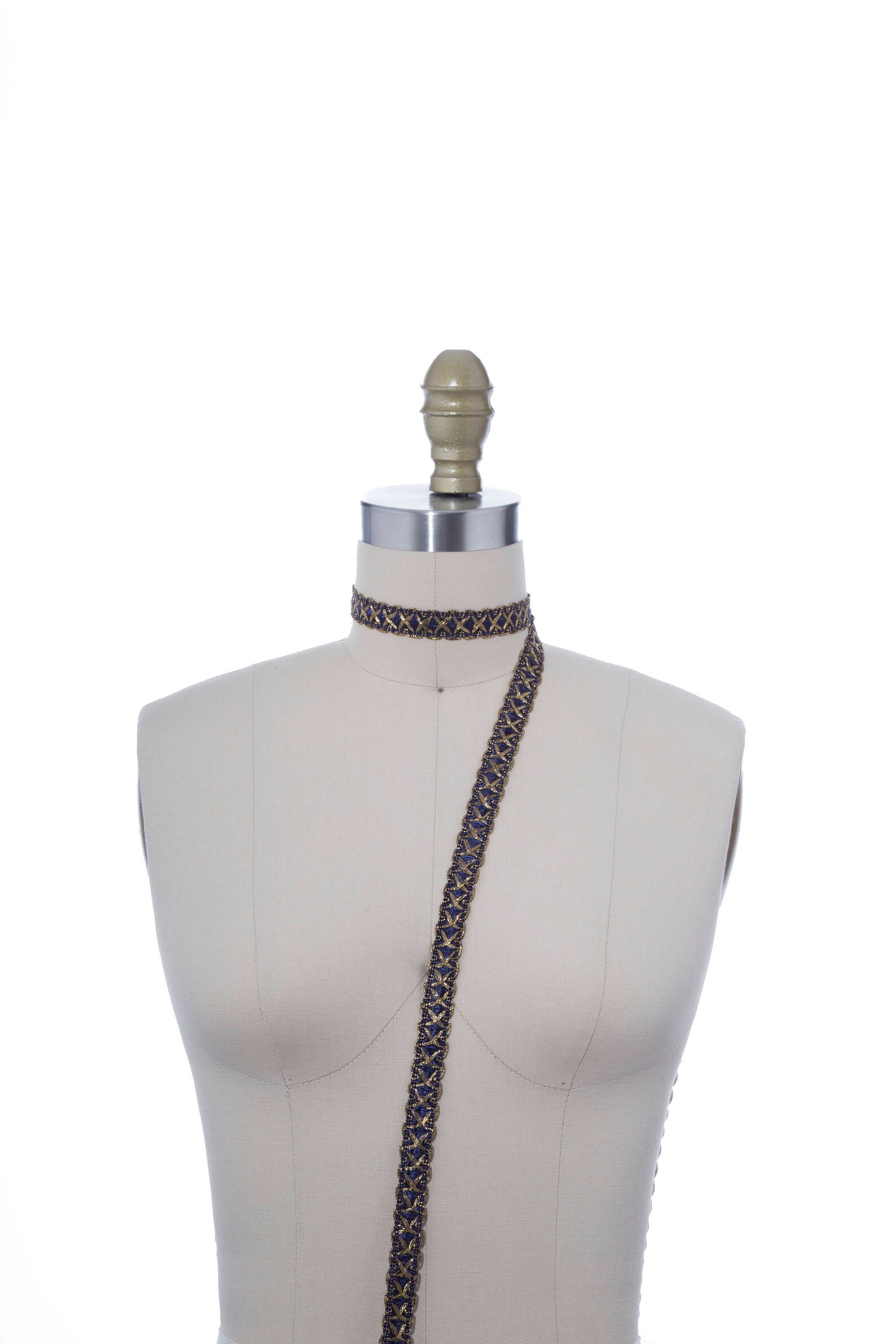 Navy Blue Upholstery Gimp 2 YARDS Gold and Navy Furniture Gimp Trim ...