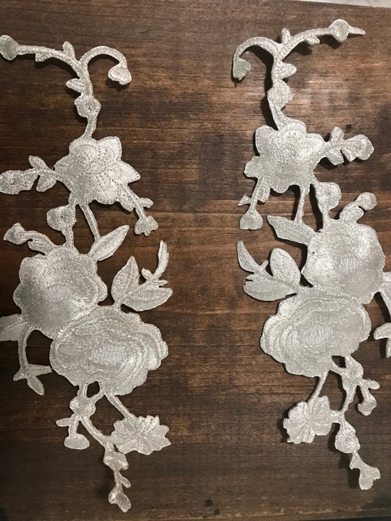 Silver Flower Patch Set Iron on Flower Patch Silver Embroidery - Etsy